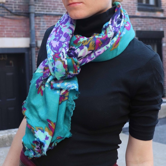 Accessories | Ultra Soft Blue Floral Scarf | Poshmark